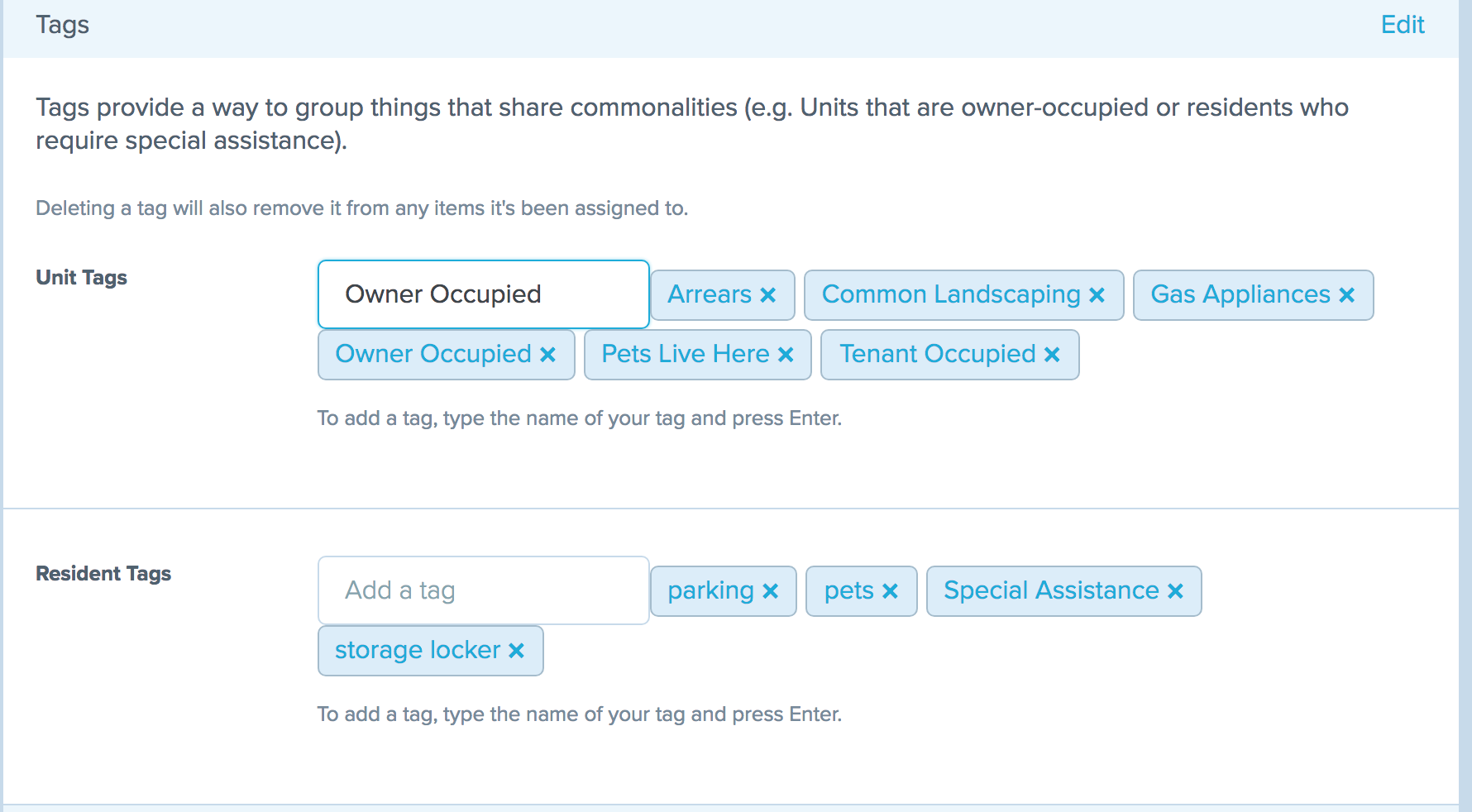 Configure Unit & Resident Tags – Help Centre