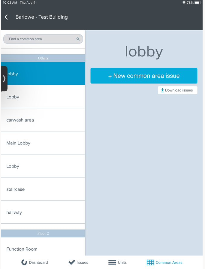 Common Areas (iPad) – Help Centre